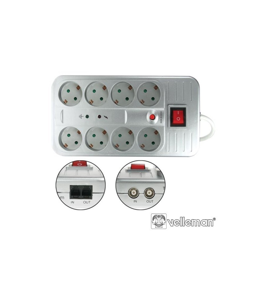 TOMADA ELÉCTRICA MÚLTIPLA C/ TERRA E PROTECÇÃO VELLEMAN